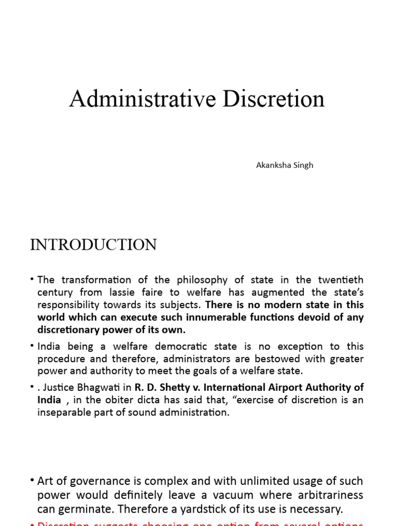 Administrative Discretion | PDF | Public Law | Government