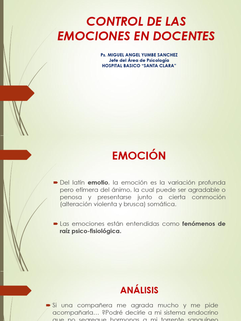 Control Emocional en Docentes: Estrategias | PDF | Las emociones ...