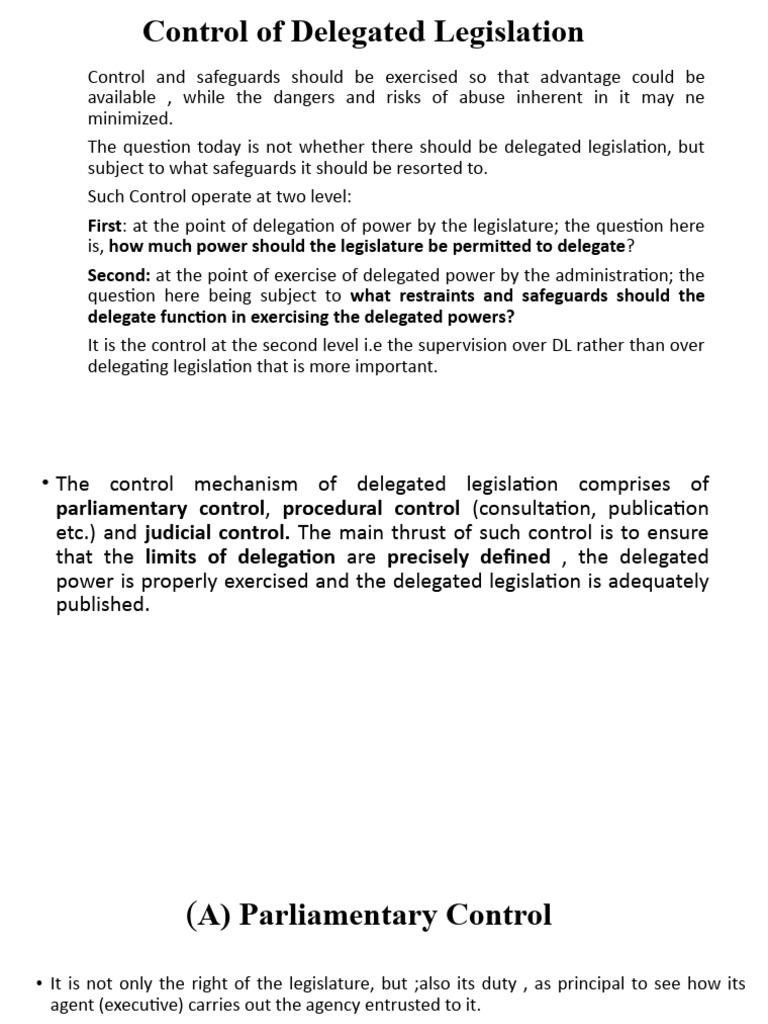 Control of Delegated Legislation | PDF | Precedent | Legislature