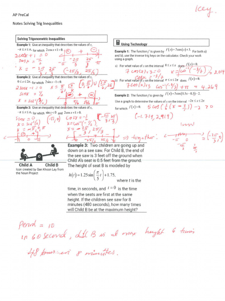KEY Notes Solving Trig Inequalities | PDF