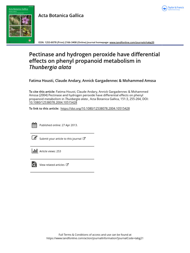 Pectinase and Hydrogen Peroxide Have Differential Effects On Phenyl ...