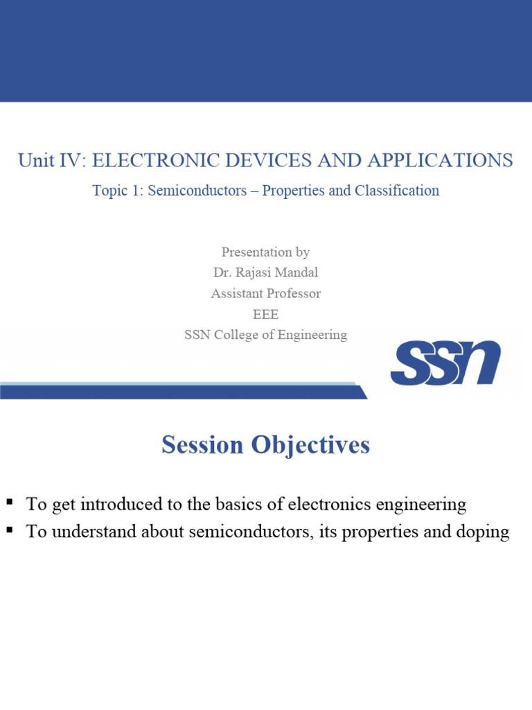 Unit Iv Topic 1 Semiconductors Properties And Classification Pdf Semiconductors Doping 
