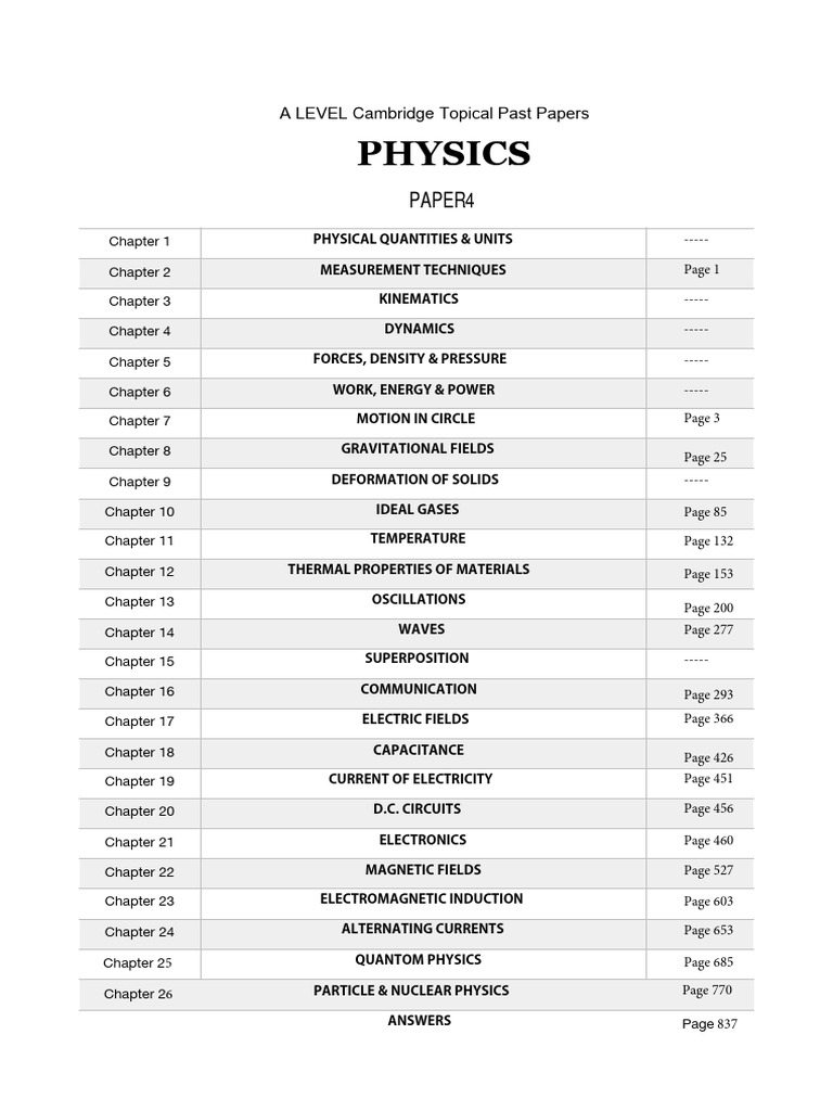 A-Level Physics Topics & Papers | PDF | Gases | Temperature
