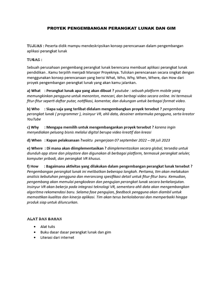 Proyek Pengembangan Perangkat Lunak Dan Gim | PDF