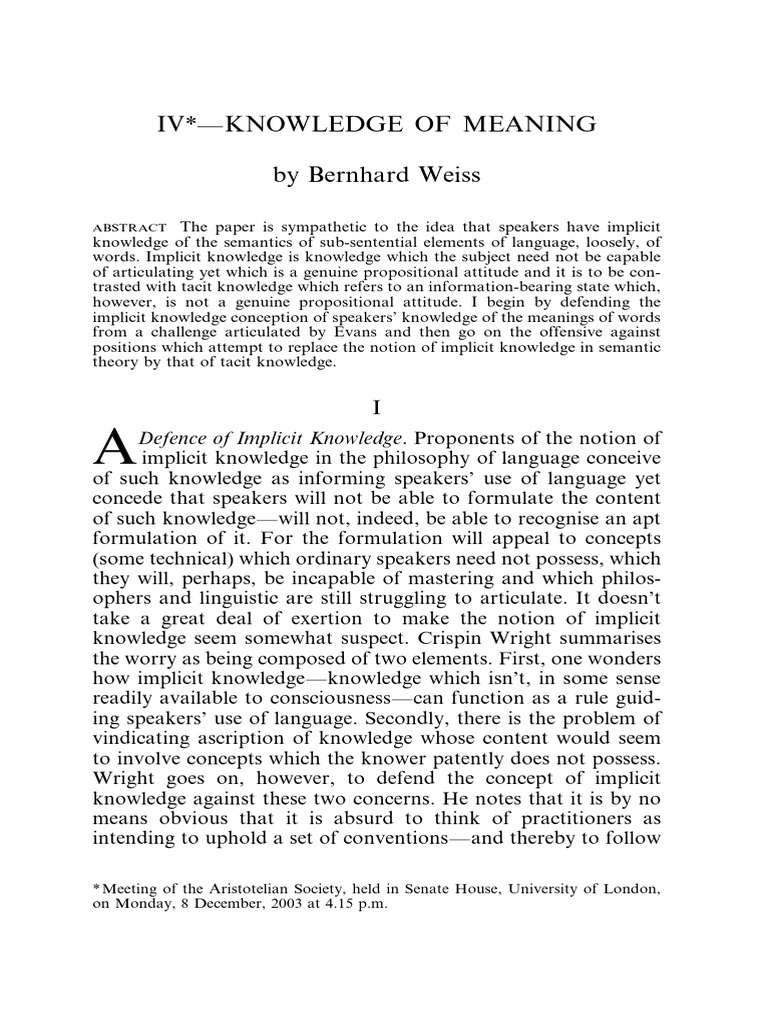 Knowledge of Meaning | Download Free PDF | Rationalism | Knowledge