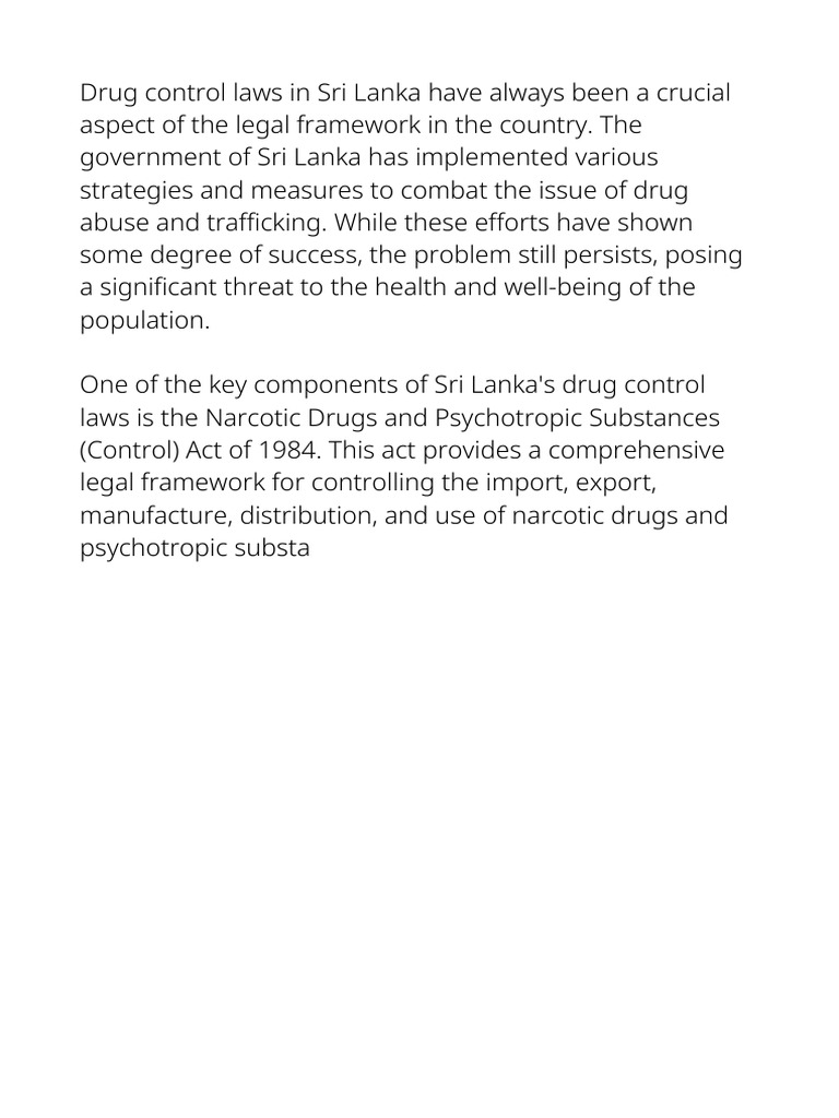 Drugs Control Laws in Srilanka | PDF | Drug Rehabilitation | Illegal ...