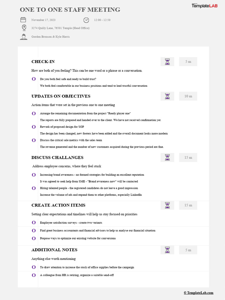 One To One Staff Meeting: Check-In | PDF | Brand | Marketing