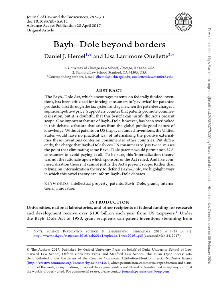 Hemel (2017) .Bayh-Dole Beyond Borders | PDF | Patent