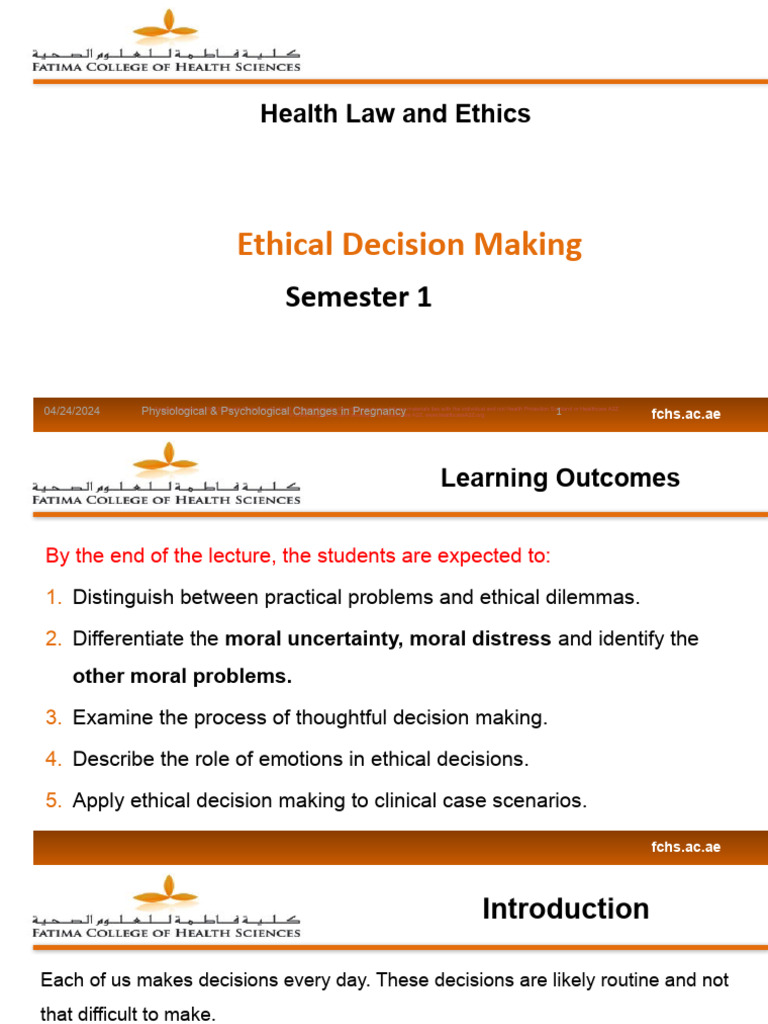 WEEK 5- Ethical Decision Making | PDF | Decision Making | Health Care