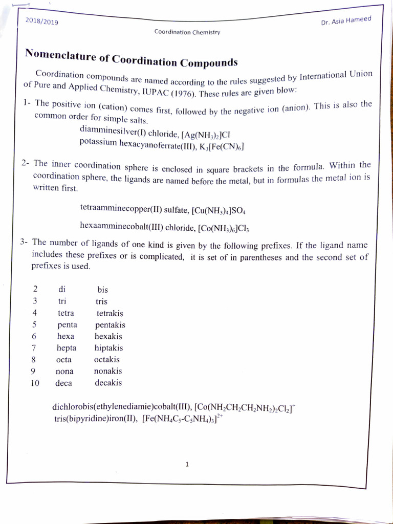 Coordinates Chemistry | PDF