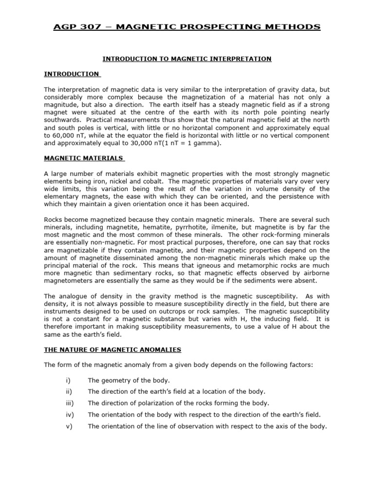 Agp 307 - Introduction To Magnetic Interpretation-1 | PDF | Magnetism ...