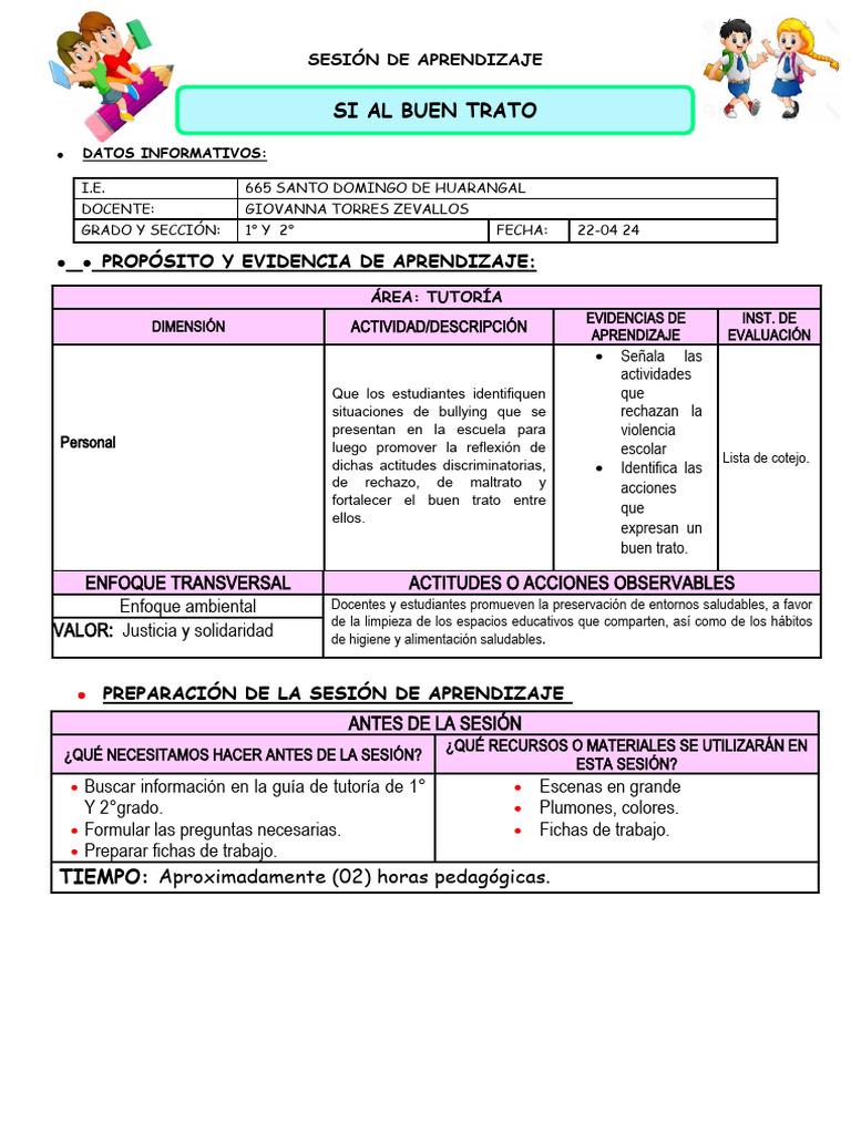 SESIÓN Buliy | PDF | Aprendizaje | Escuelas