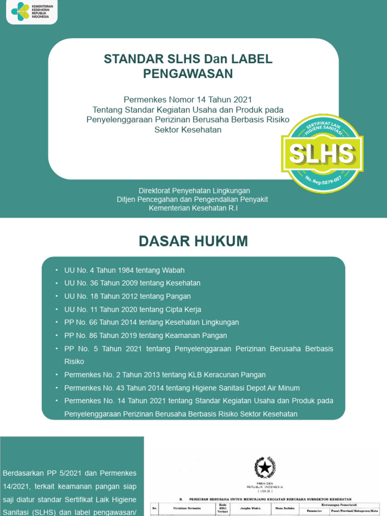 Kbijak - Standar SLHS Dan Label Pengawasan | PDF | Kesehatan Holistik | Sains & Matematika