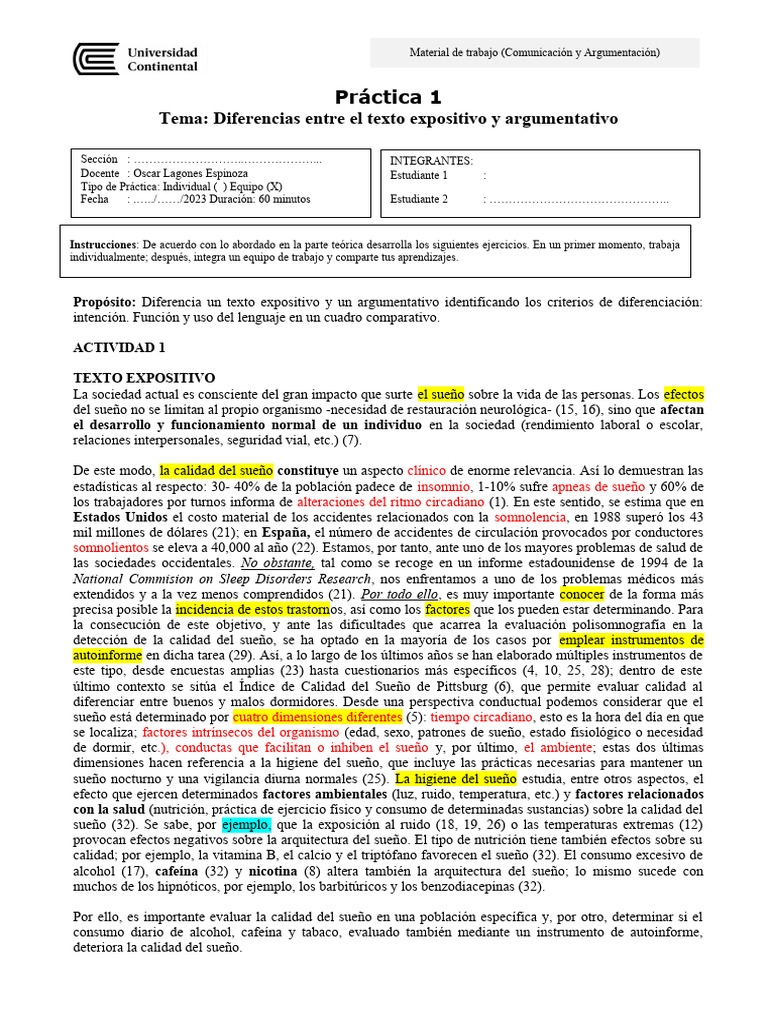 PRACTICA 1 Diferencias Entre Tex Ex y Arg | PDF | Dormir | Estrés (biología)