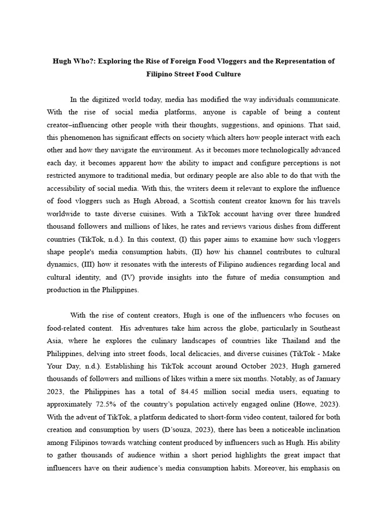 COMM 10 SA1 Exploring The Rise of Foreign Food Vloggers and The ...