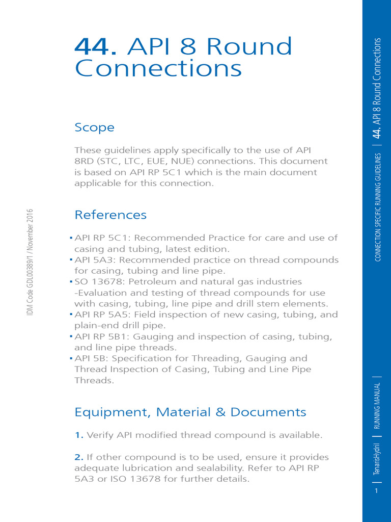 API 8RD Running Guidelines | PDF | Pipe (Fluid Conveyance) | Industrial ...