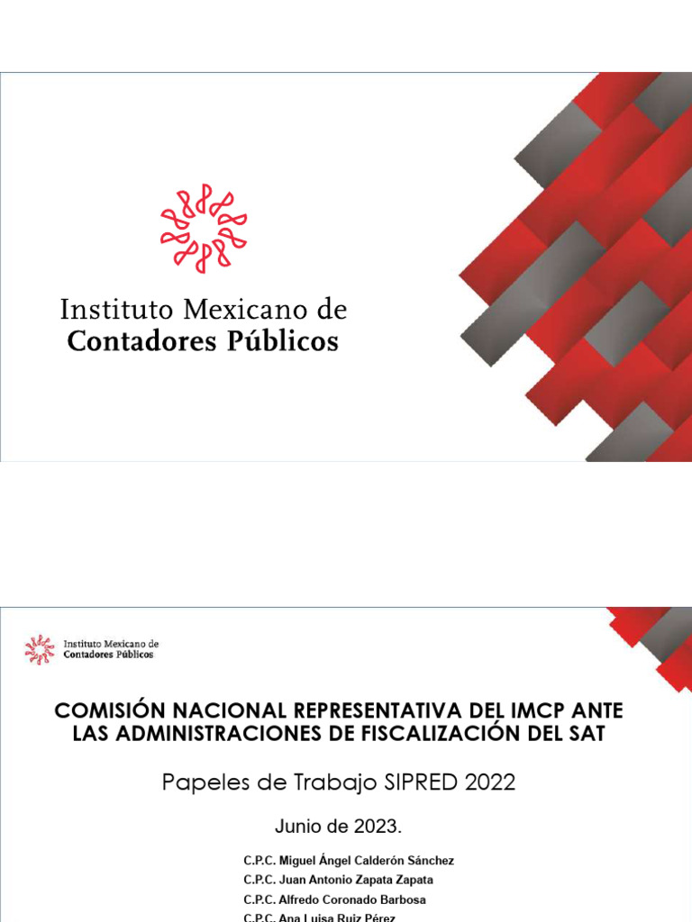 Papeles de Trabajo SIPRED 2022: Guía IMCP | PDF | Auditoría | Impuesto ...