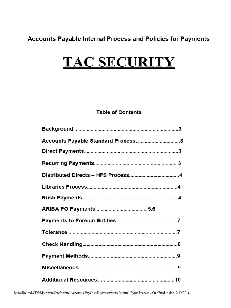 Standard Operating Procedure Template | Download Free PDF | Accounts ...