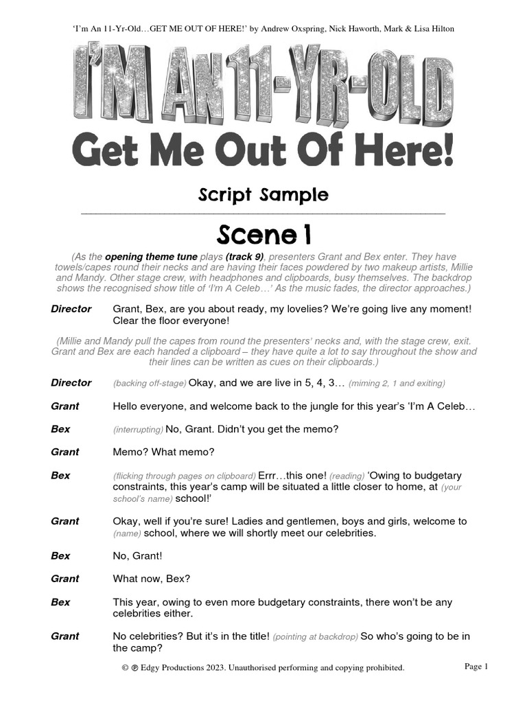 11-Year-Olds: Get Me Out of Here Script | PDF | Home & Garden | Art