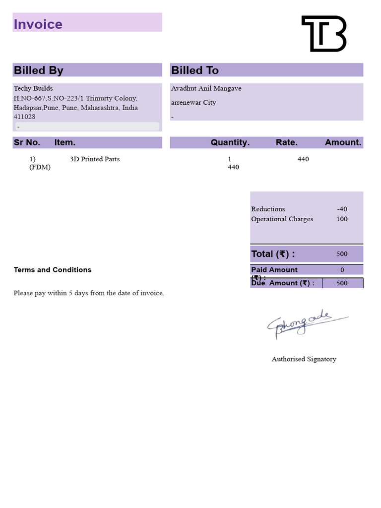Techy Builds Invoice | PDF