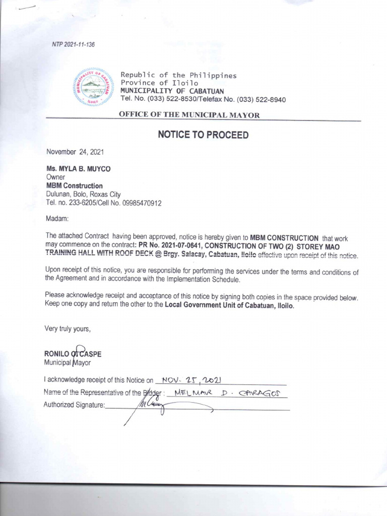 NTP 2021 11 136 MBM Construction Construction of Two 2 Storey MAO ...