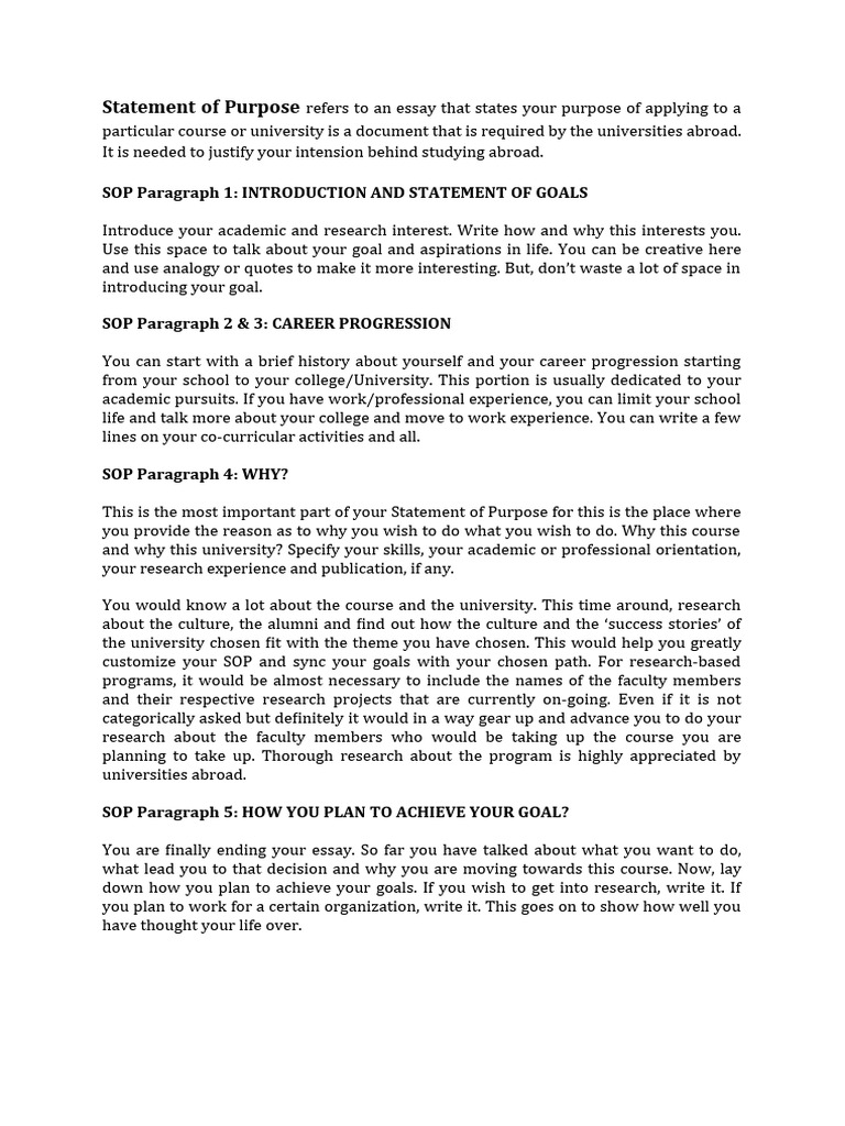 Statement of Purpose | PDF