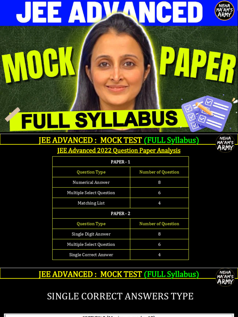 JEE Advanced Full Syllabus Mock Test | PDF | Angle | Numbers
