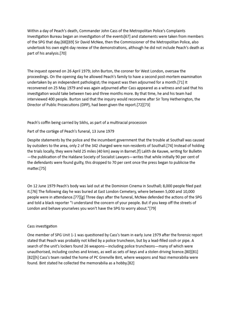 Death of Blair Peach - Aftermath | PDF | History | Mystery, Thriller & Crime Fiction