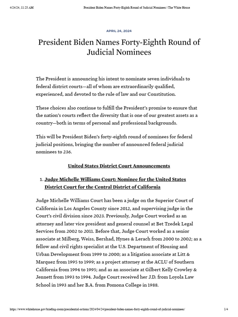 President Biden Names Forty-Eighth Round of Judicial Nominees - The White House | Download Free ...