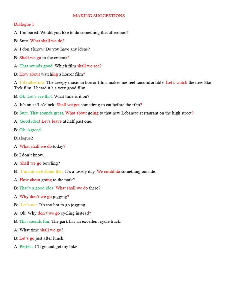 Making Suggestions | PDF