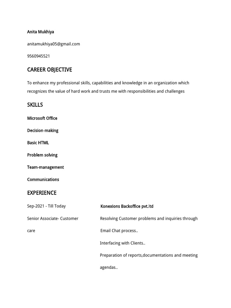 Resume Anita Mukhiya-WPS Office | PDF | Software | Computing