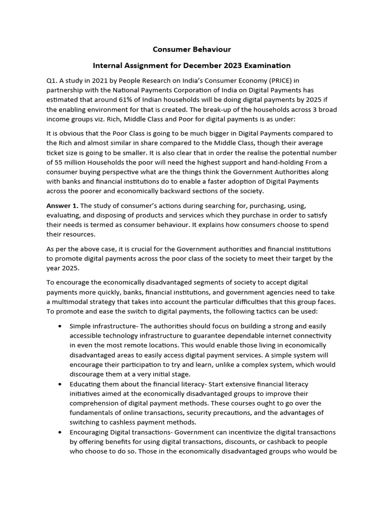 Consumer Behaviour Assignement | PDF | Consumer Behaviour | Marketing