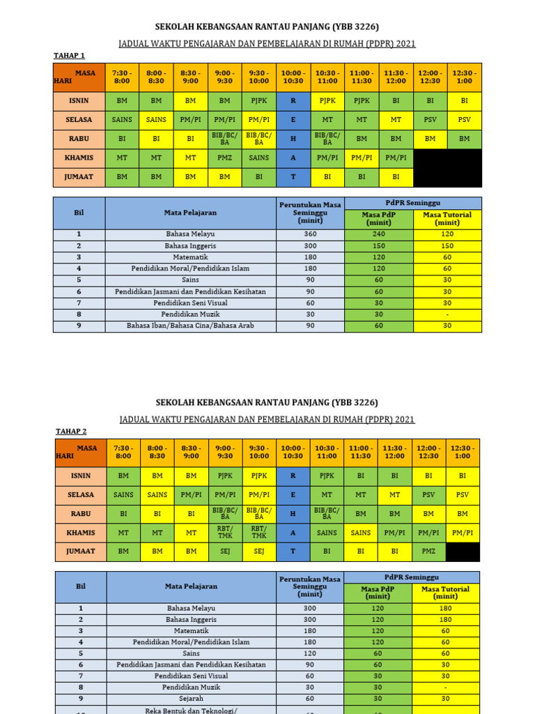 Jadual Waktu PDPR | PDF