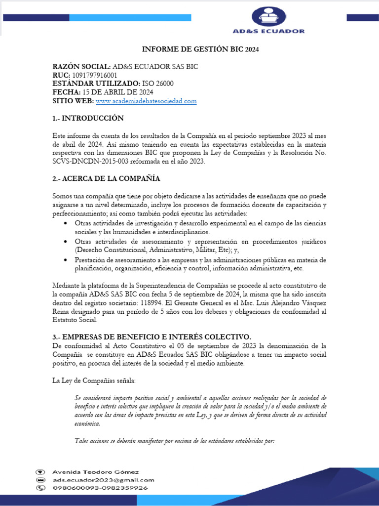 Informe Bic | PDF | Sociedad | Ecuador