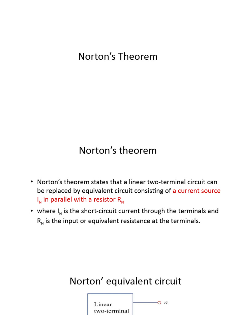 Norton’s Theorem Explained: Circuit Analysis | PDF