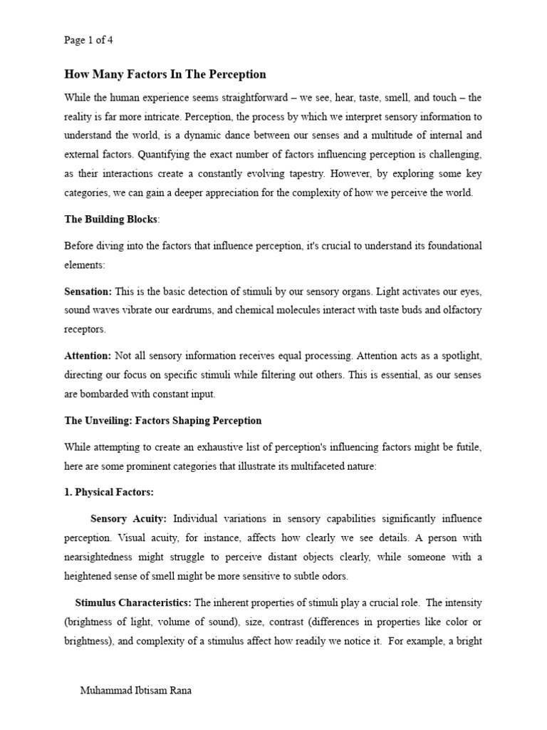 Psychology Assignments 01 | PDF | Perception | Senses