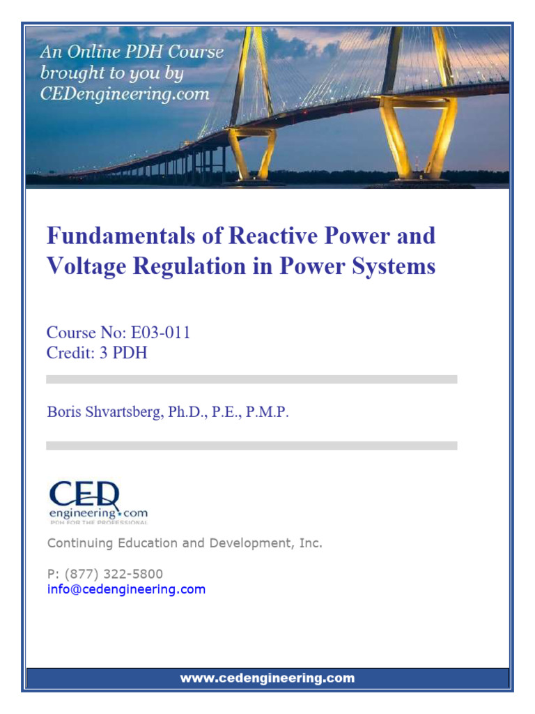 E03-011 - Fundamentals of Reactive Power and Voltage Regulation in Power Systems - US | PDF ...