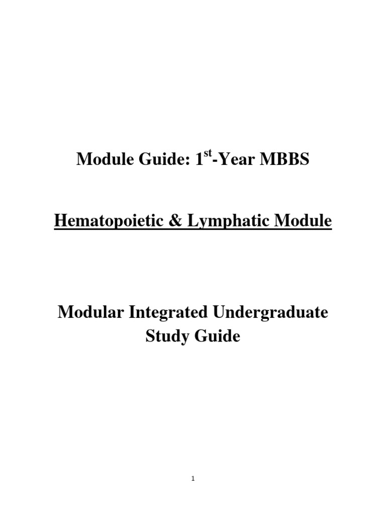 1st-Year MBBS Hematopoietic Module Guide | PDF | Lymphatic System ...