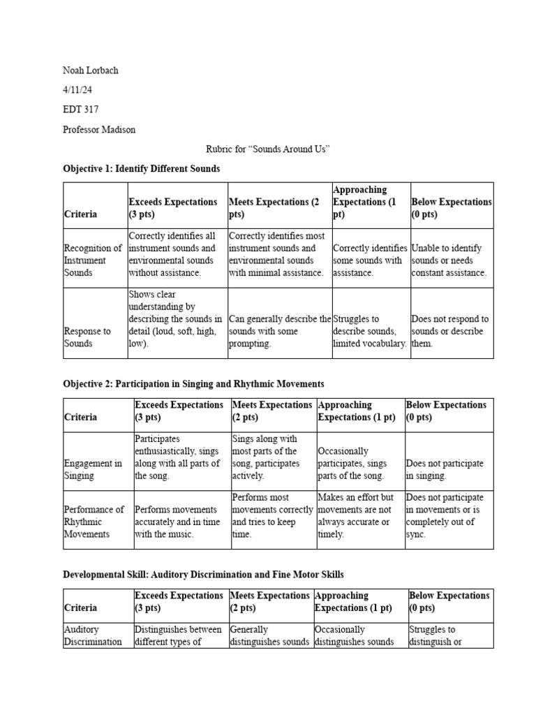 sounds around us rubric | PDF | Cognition | Cognitive Science