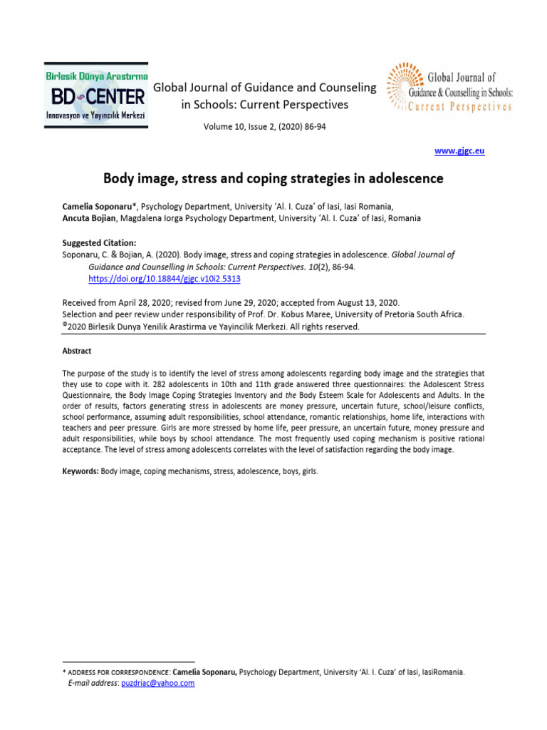Body Image Stress and Coping Strategies | Download Free PDF ...
