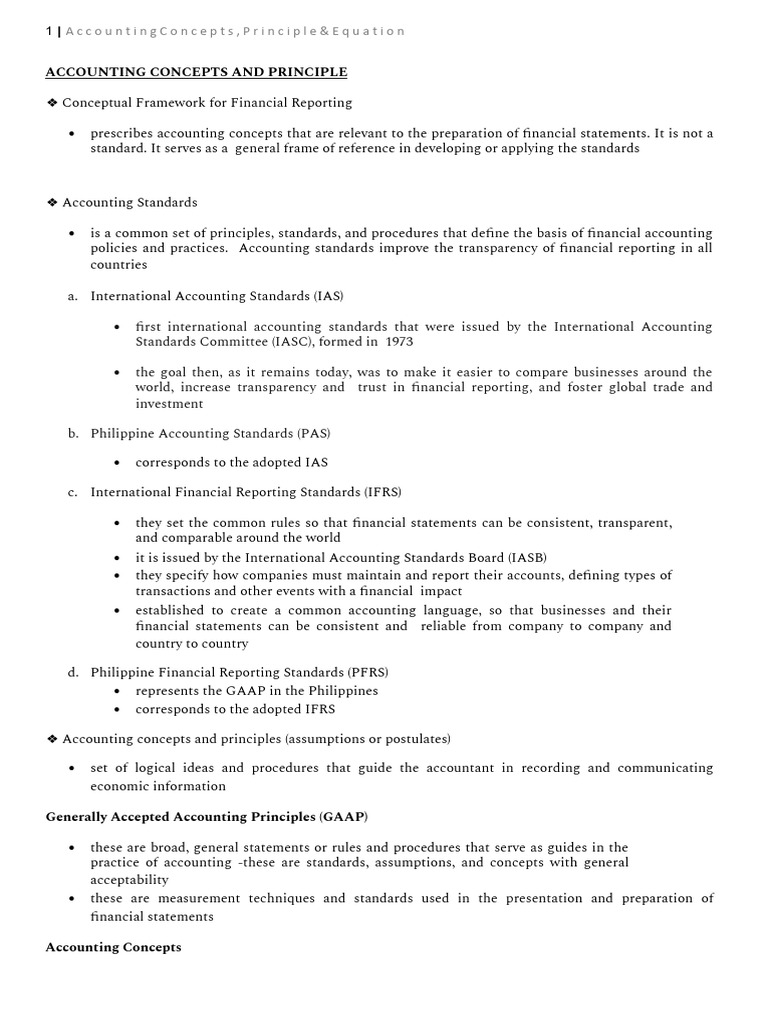 Accounting Principles, Concepts & Equation | PDF | International ... Accounting Principles, Concepts & Equation | PDF | International ...