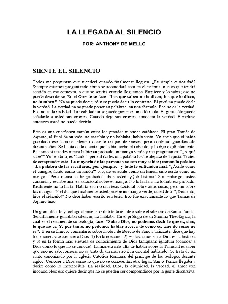 El Silencio y la Consciencia Divina | PDF | Tomás de Aquino | Dios