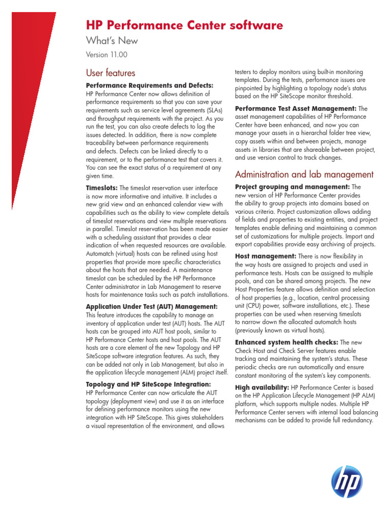 Whats_new_in_HP_Performance_Center | PDF | World Wide Web | Internet & Web