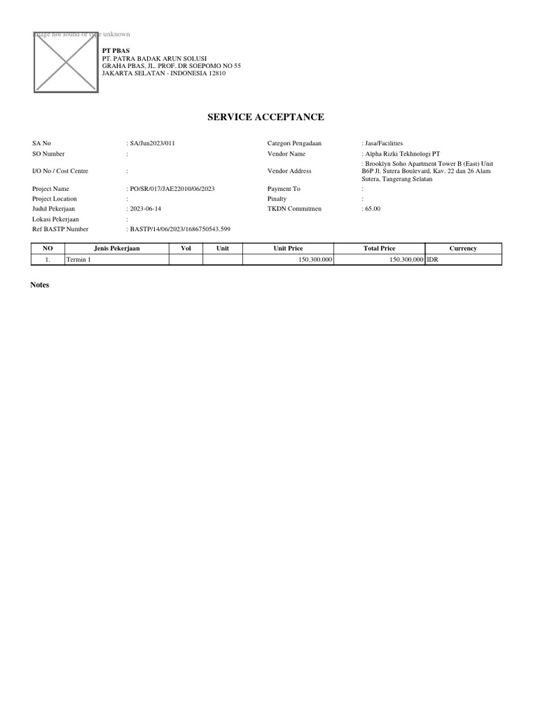 Service Acceptance | PDF