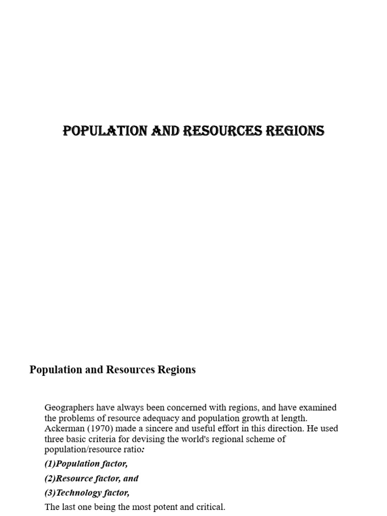 Population Resource Regions-1 | PDF | Asia | Resource