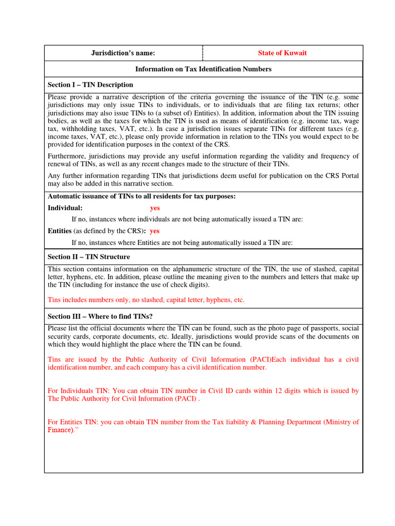 Kuwait-TIN | PDF | Identity Document | Taxes