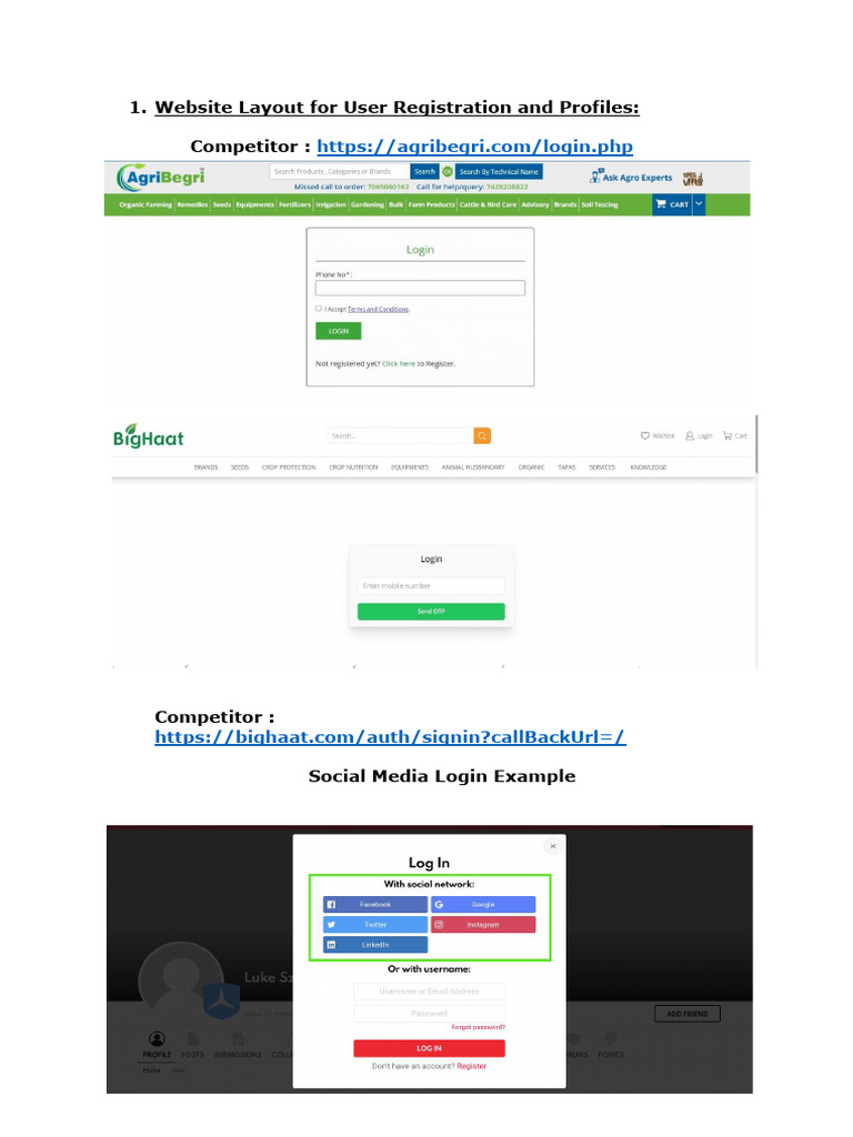 User Registration and Profile Layouts | PDF