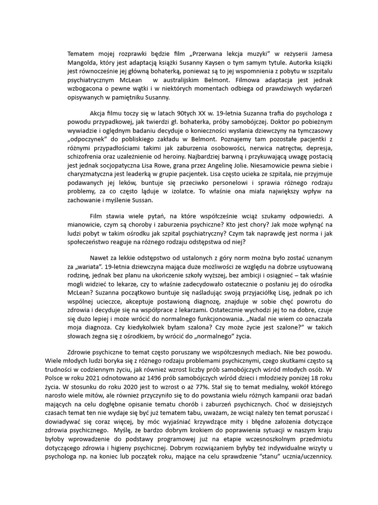 Przerwana Lekcja Muzyki | PDF