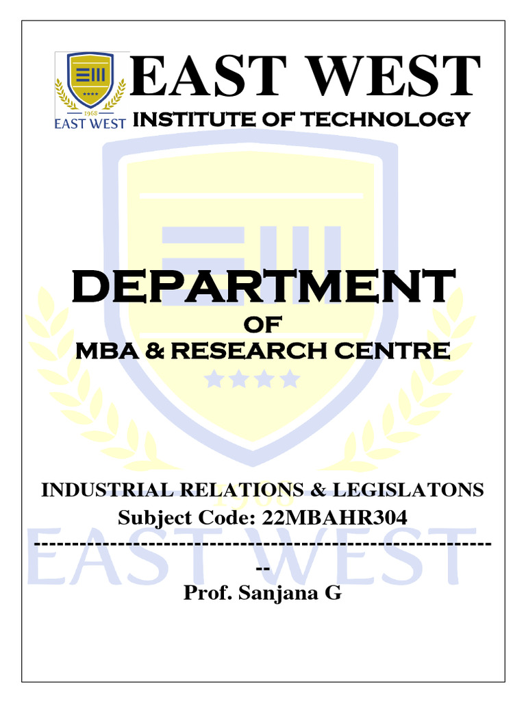 IRL MOD-1 To 6 Notes | PDF | Labour Law | Employment