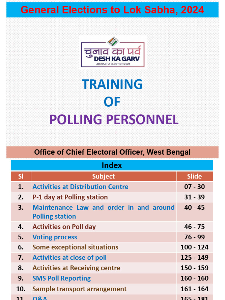 For Polling Personnel Training English | PDF | Voting | Identity Document